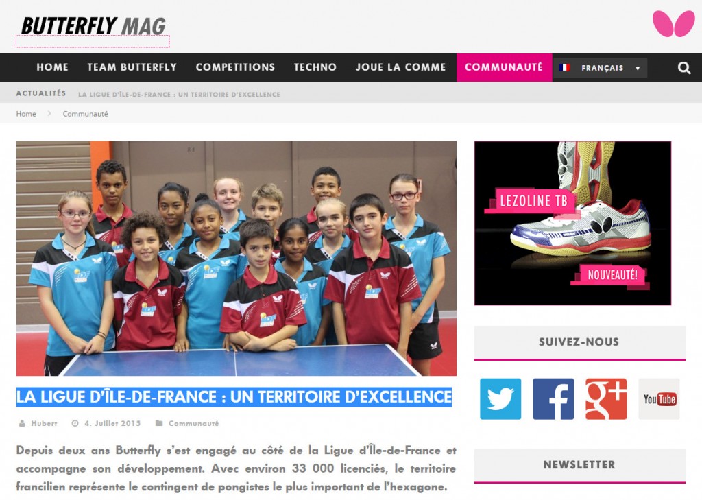 BUTTERFLY MAG : IDF UN TERRITOIRE D’EXCELLENCE | Ligue d'Ile de France ...